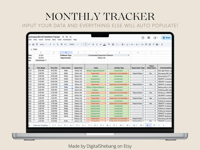 BCBA Concentrated Fieldwork Tracker, BCBA Fieldwork Tracker ...