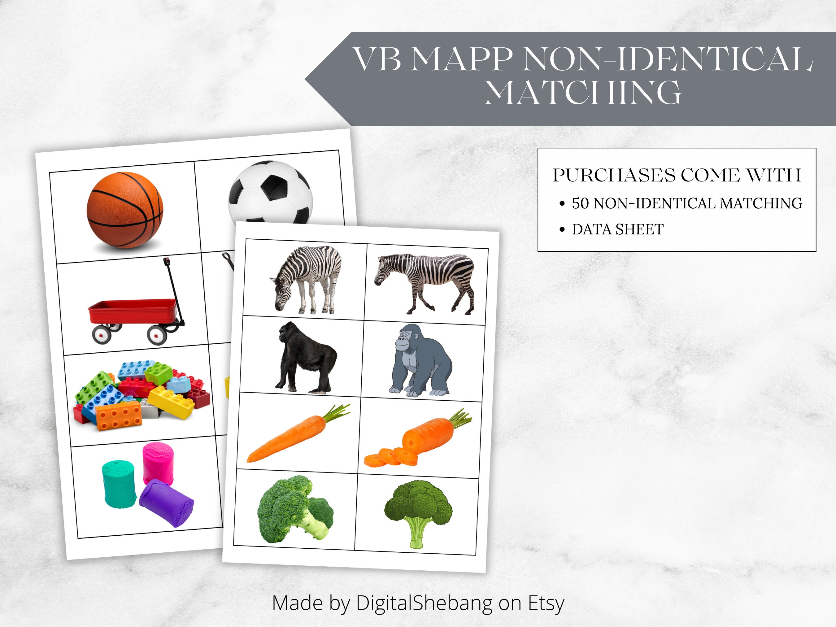 VB-MAPP Non-identical Matching, ABA Materials & Flashcards, Printable ...