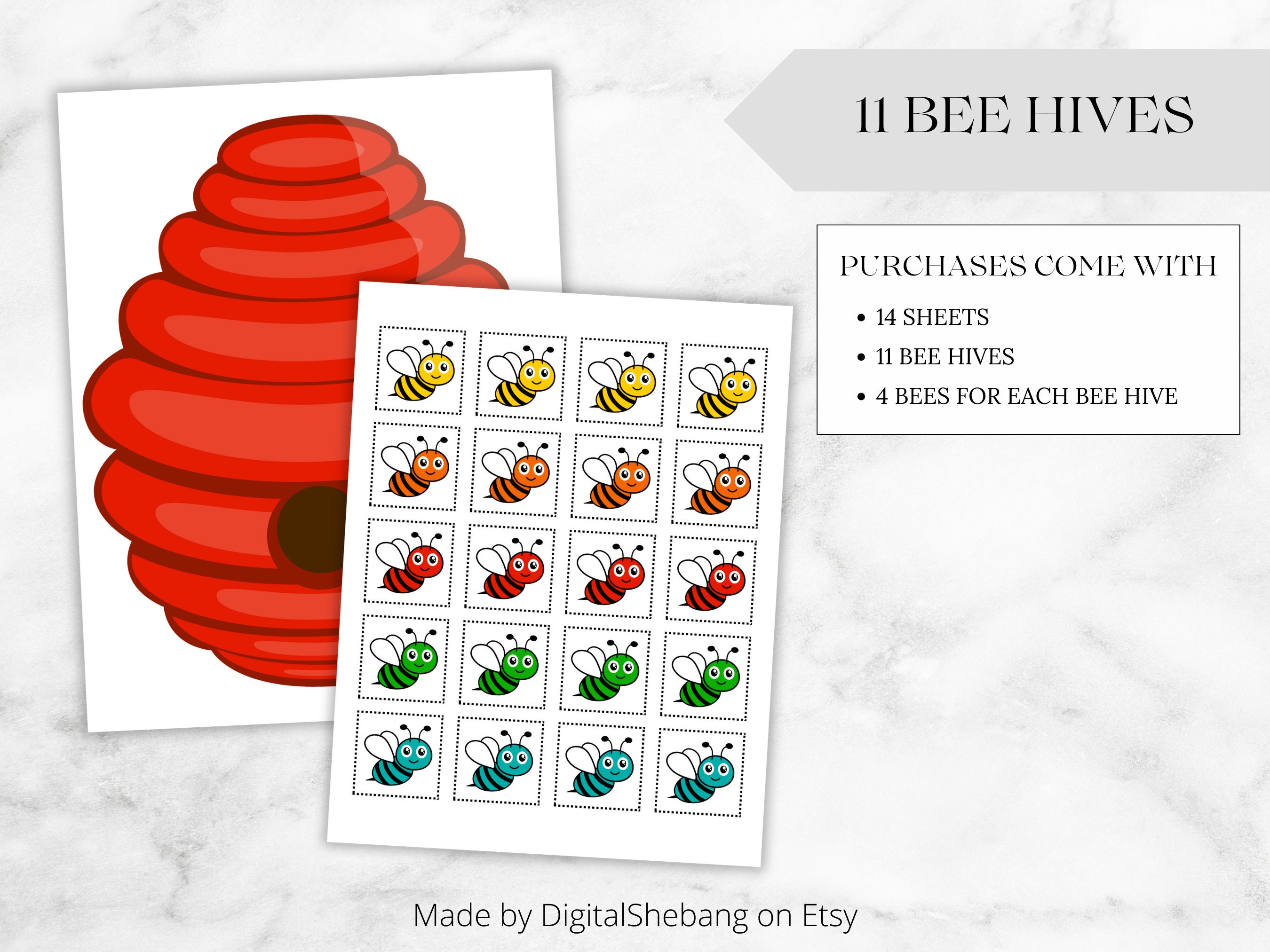 Bee Hive Color Sorting Activity, Matching Coloring Activity, 11 Color ...