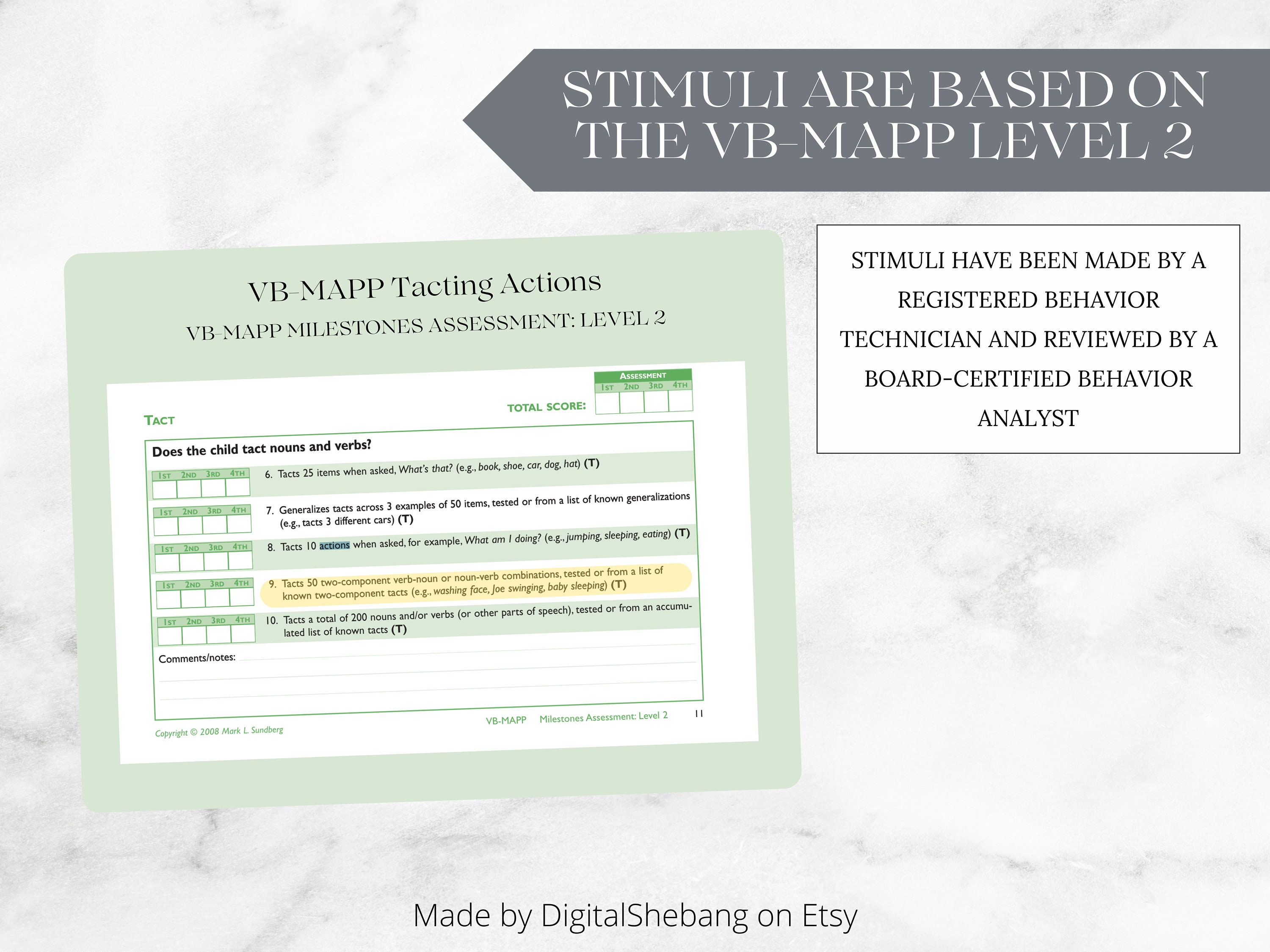VB-MAPP Tacting Actions, ABA Materials & Flashcards, Printable ...
