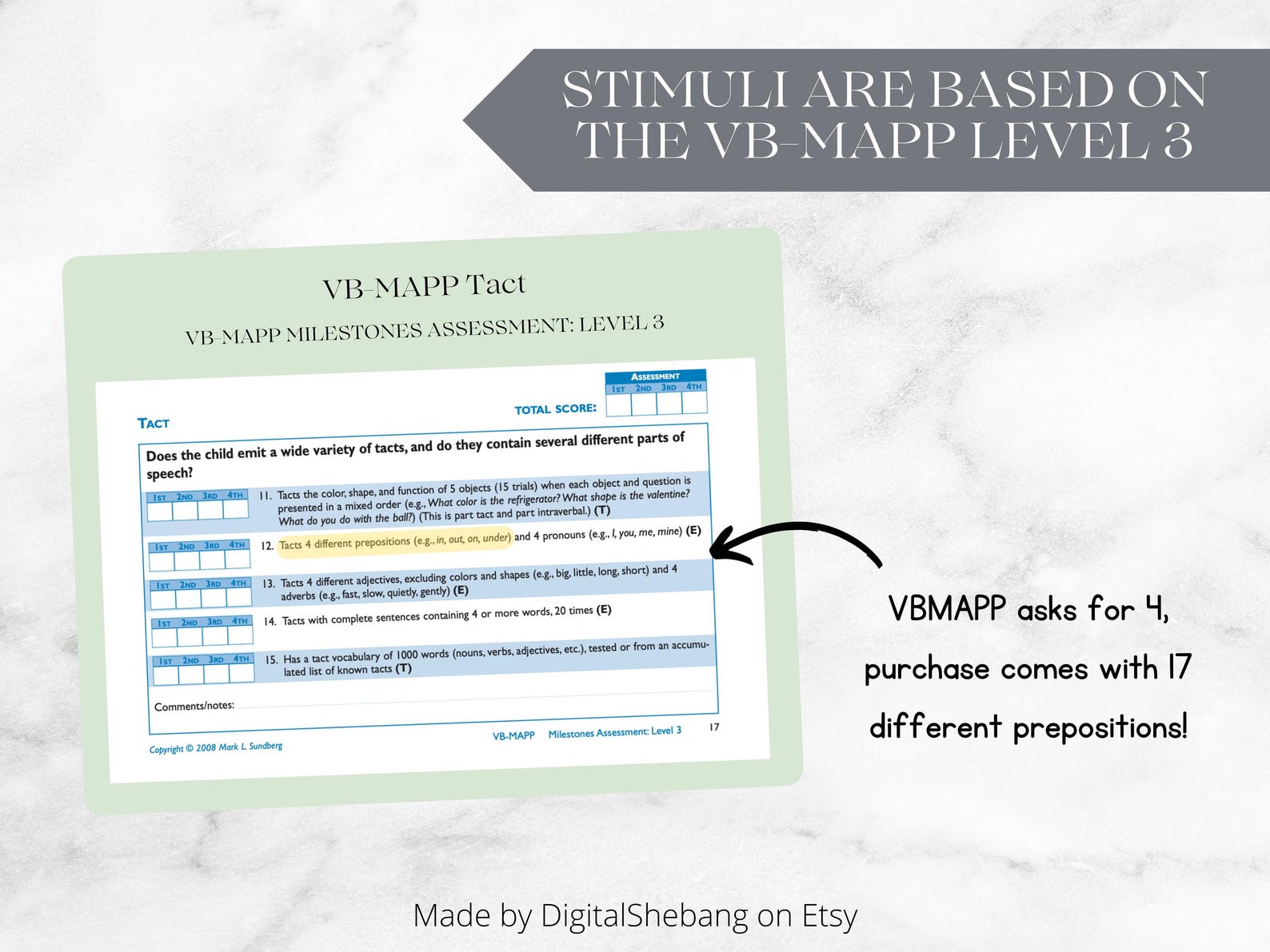 VB-MAPP Preposition, Tact Preposition, ABA Materials & Flashcards ...