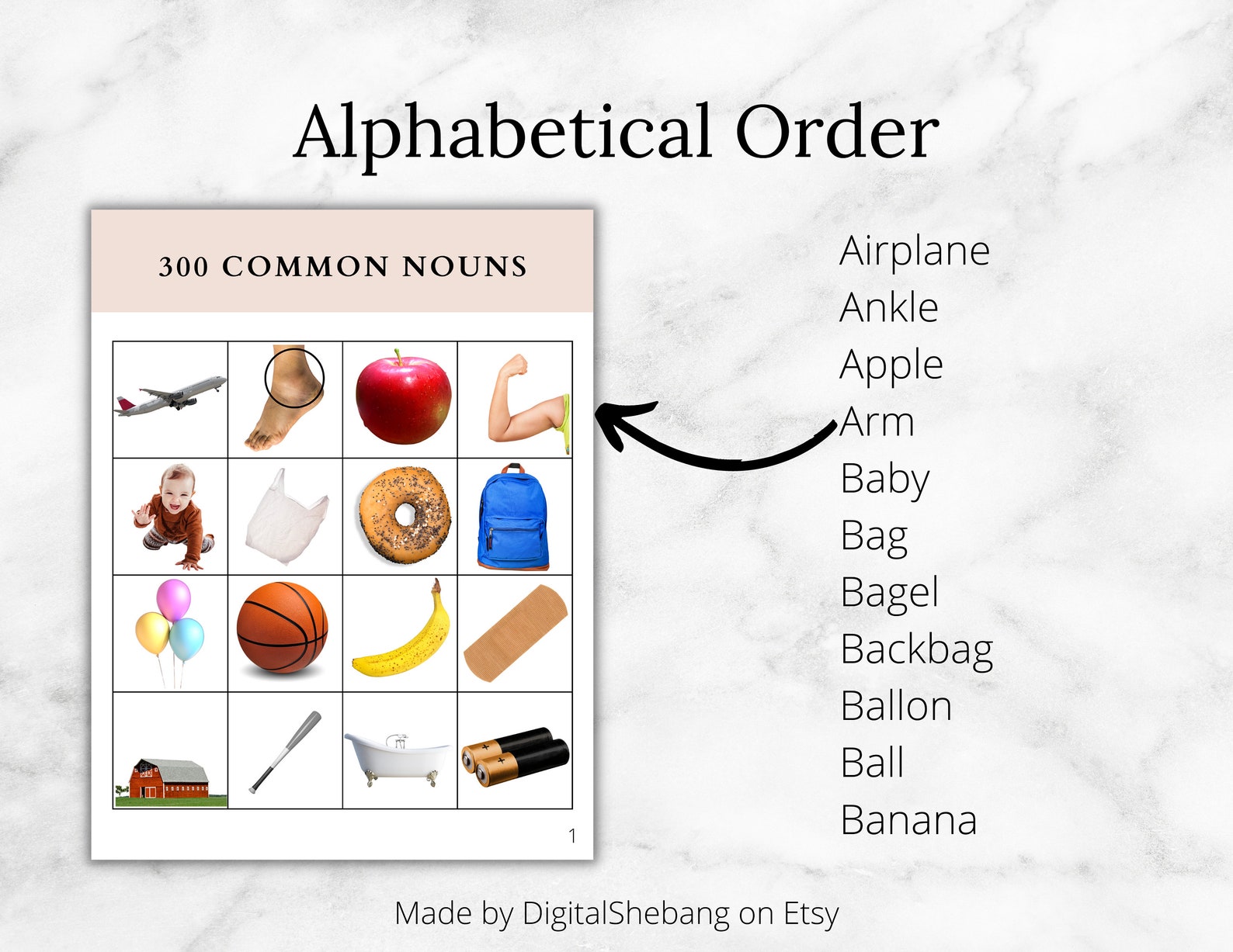 VB-MAPP 300 Common Nouns, ABA Materials & Flashcards, Noun Flashcards ...