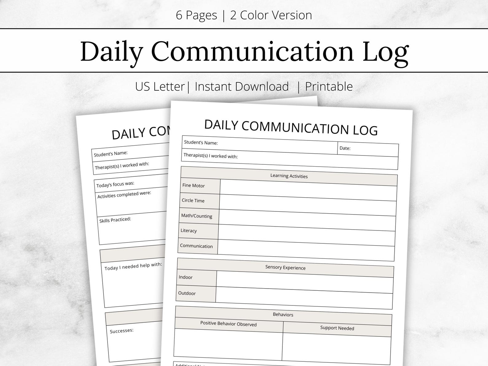 Daily Communication Log, IEP Daily Communication Log, IEP Parent ...