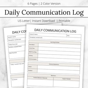 Daily Communication Log, IEP Daily Communication Log, IEP Parent ...