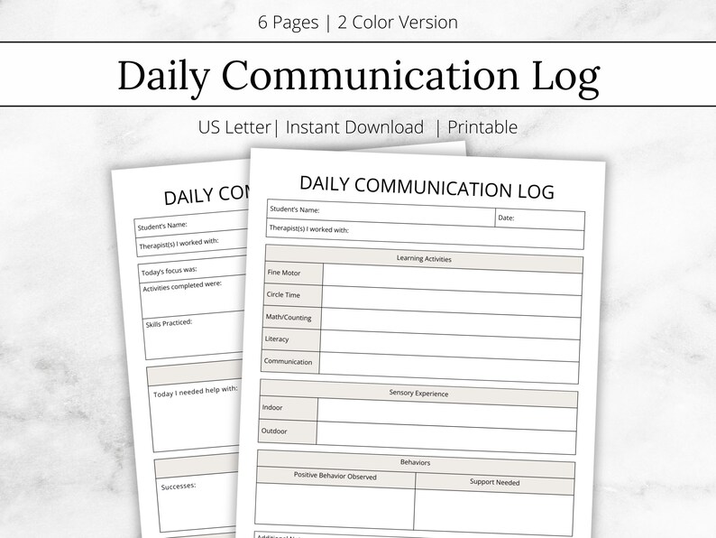 Daily Communication Log, IEP Daily Communication Log, IEP Parent ...