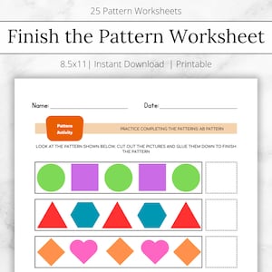 Finish the Pattern Worksheet, Pattern Worksheet, Complete the Pattern ...
