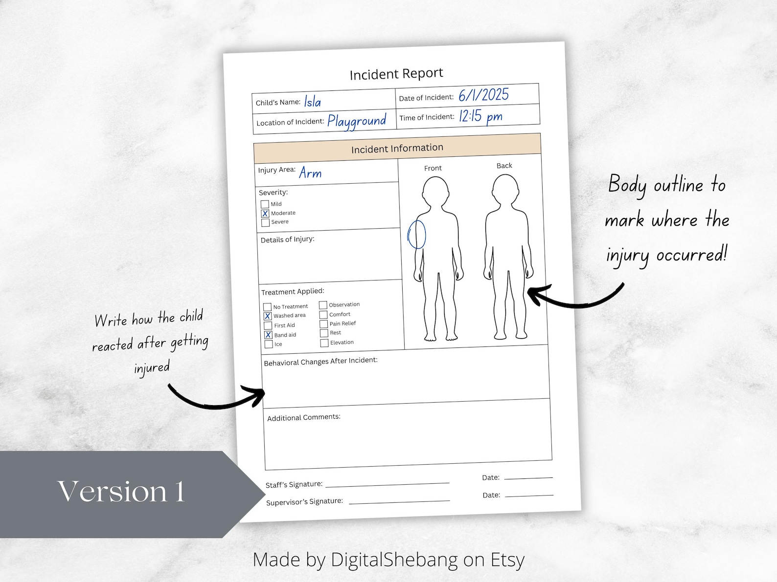 Incident Report, Daycare Incident Report, Ouch Report, Daily Report ...