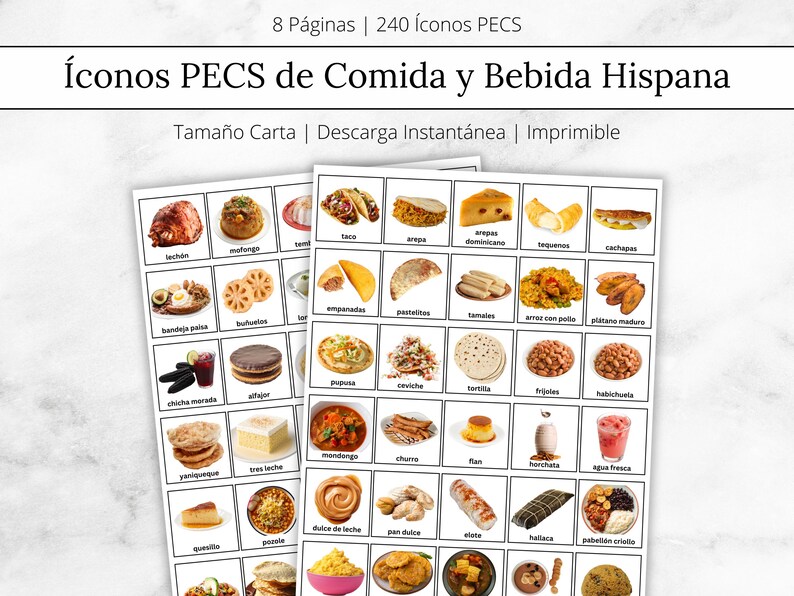 Hispanic Food & Drink PECS Icons, Food Pecs Communication Cards ...