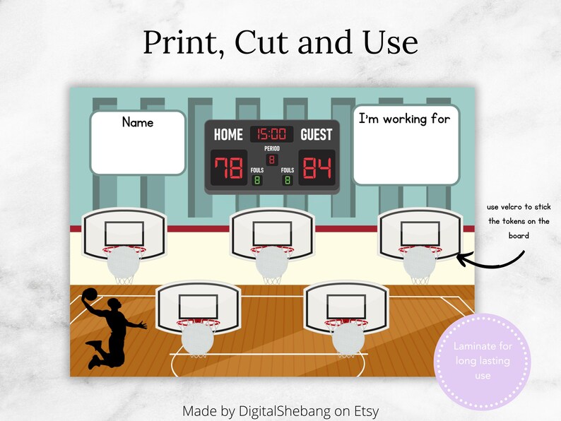 Basketball Token Board Reward Chart Basketball Token Economy Classroom ...