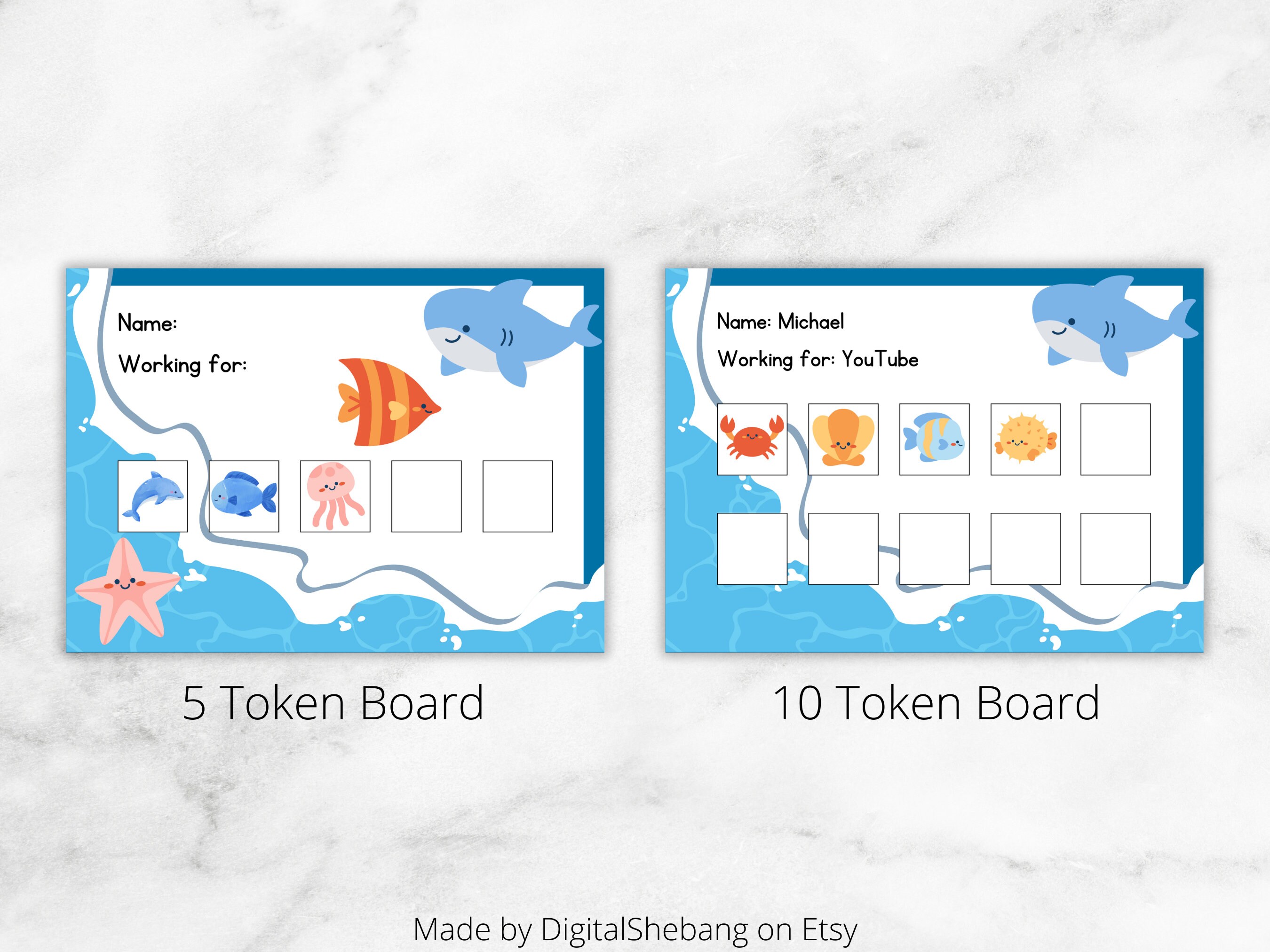 Sea Animal Token Board, Reward Chart, Visual Reward Chart, ABA ...