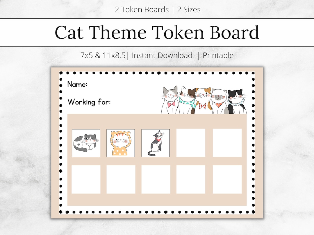 Cat Theme Token Board: Special Education, ABA Resources (PDF) - Etsy