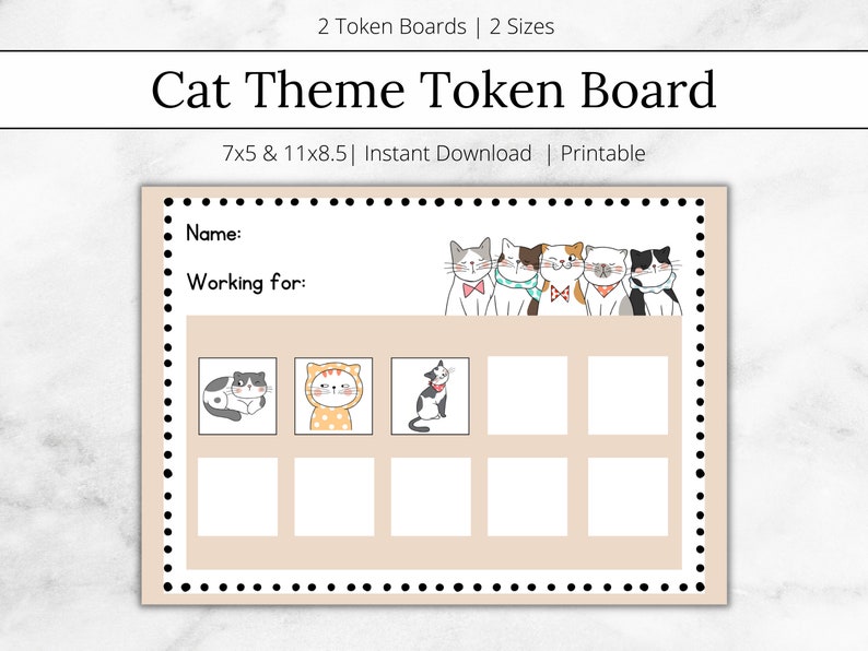 Cat Theme Token Board for Special Education ABA Materials Dog Token ...
