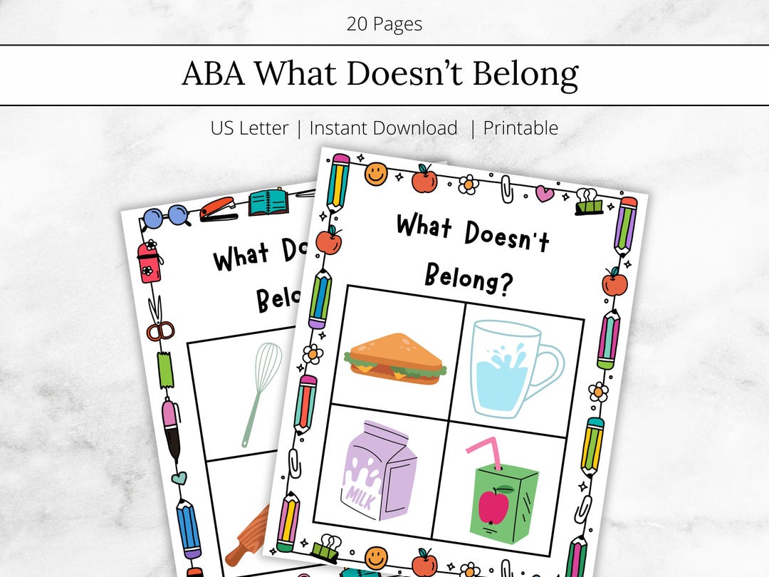 ABA What Doesn’t Belong Worksheets, ABA Visual Discrimination, ABA ...