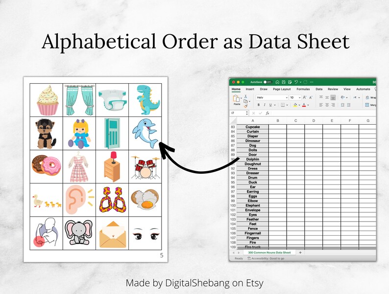 VBMAPP 300 Common Nouns Set 2, Cartoon Printable Flashcards, ABA ...