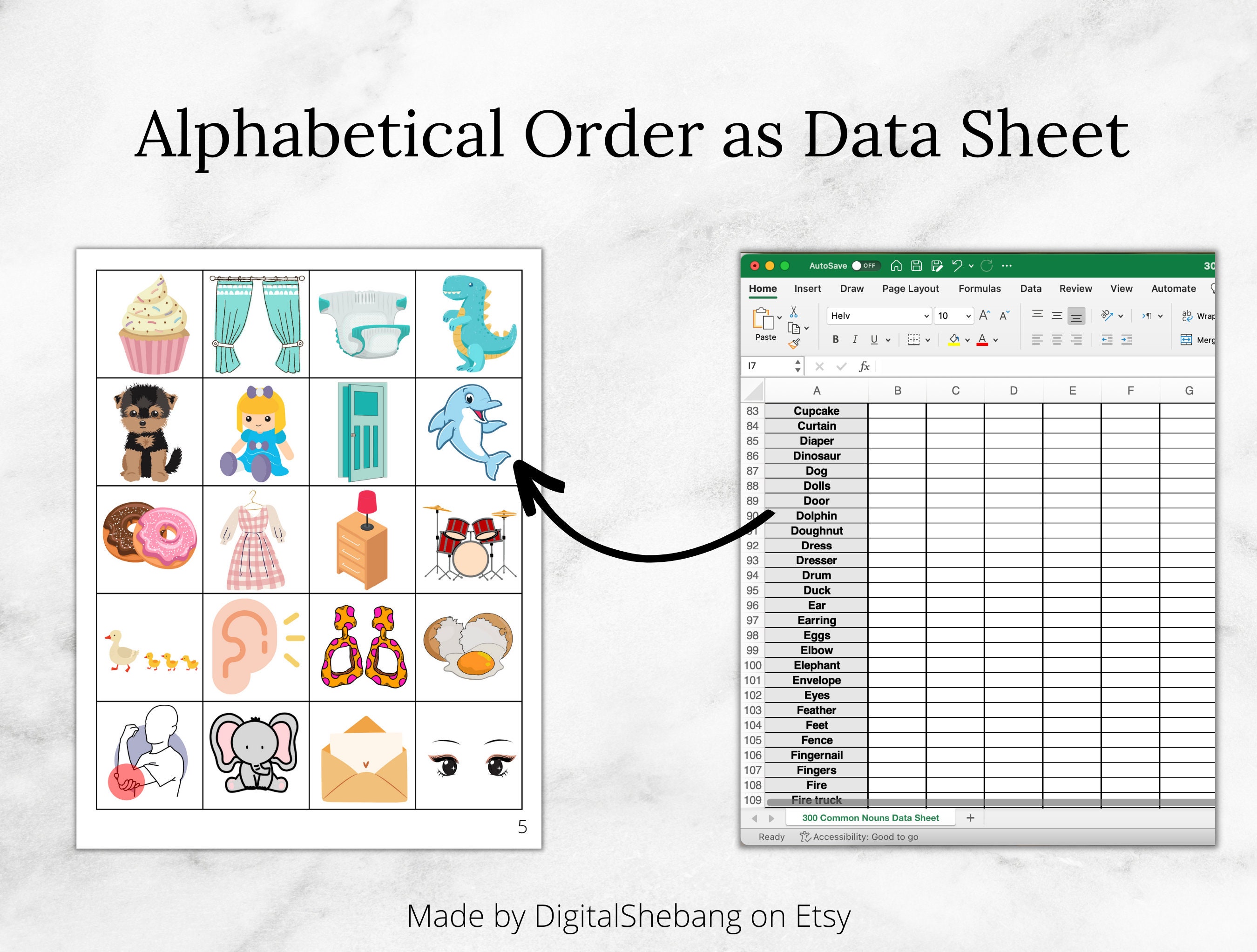 VBMAPP 300 Common Nouns Set 2, Cartoon Printable Flashcards, ABA ...