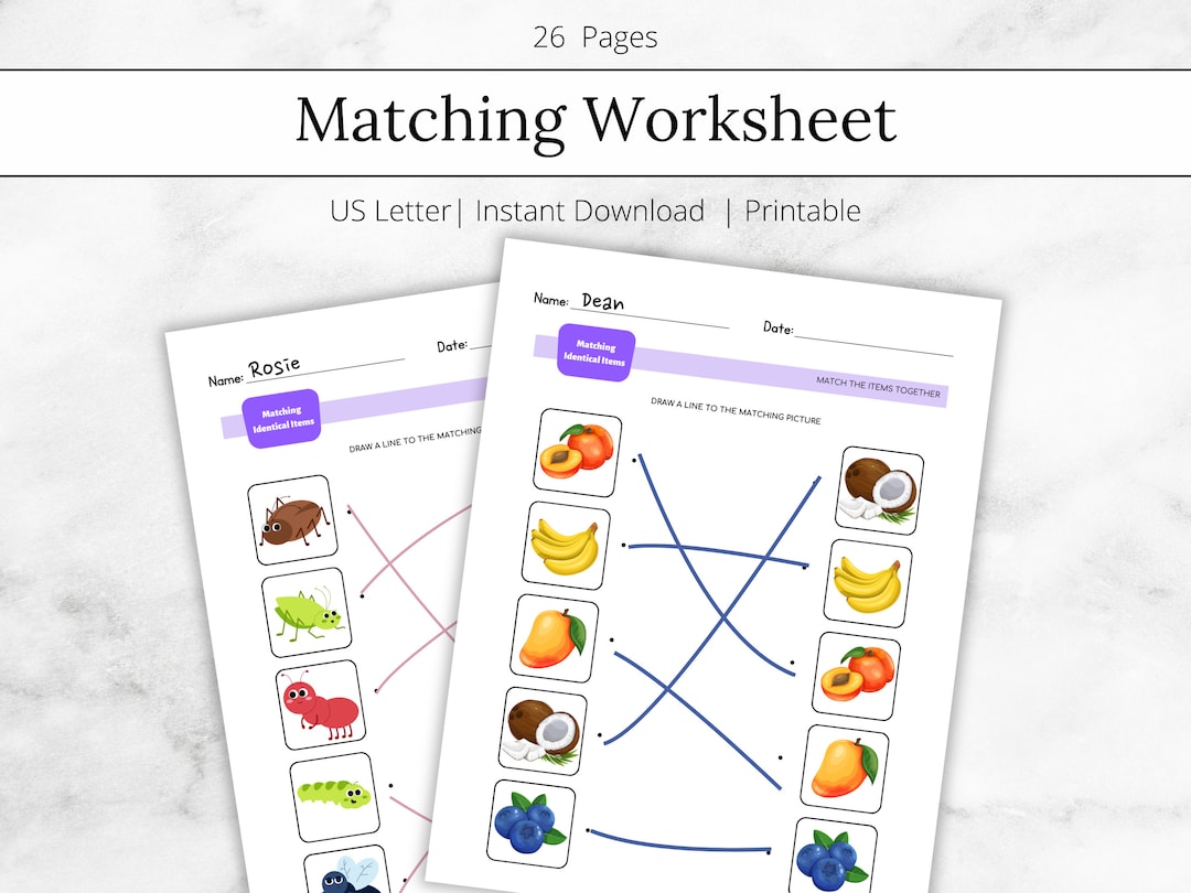 Matching Worksheet, Printable Matching, Match the Picture, Kindergarten ...