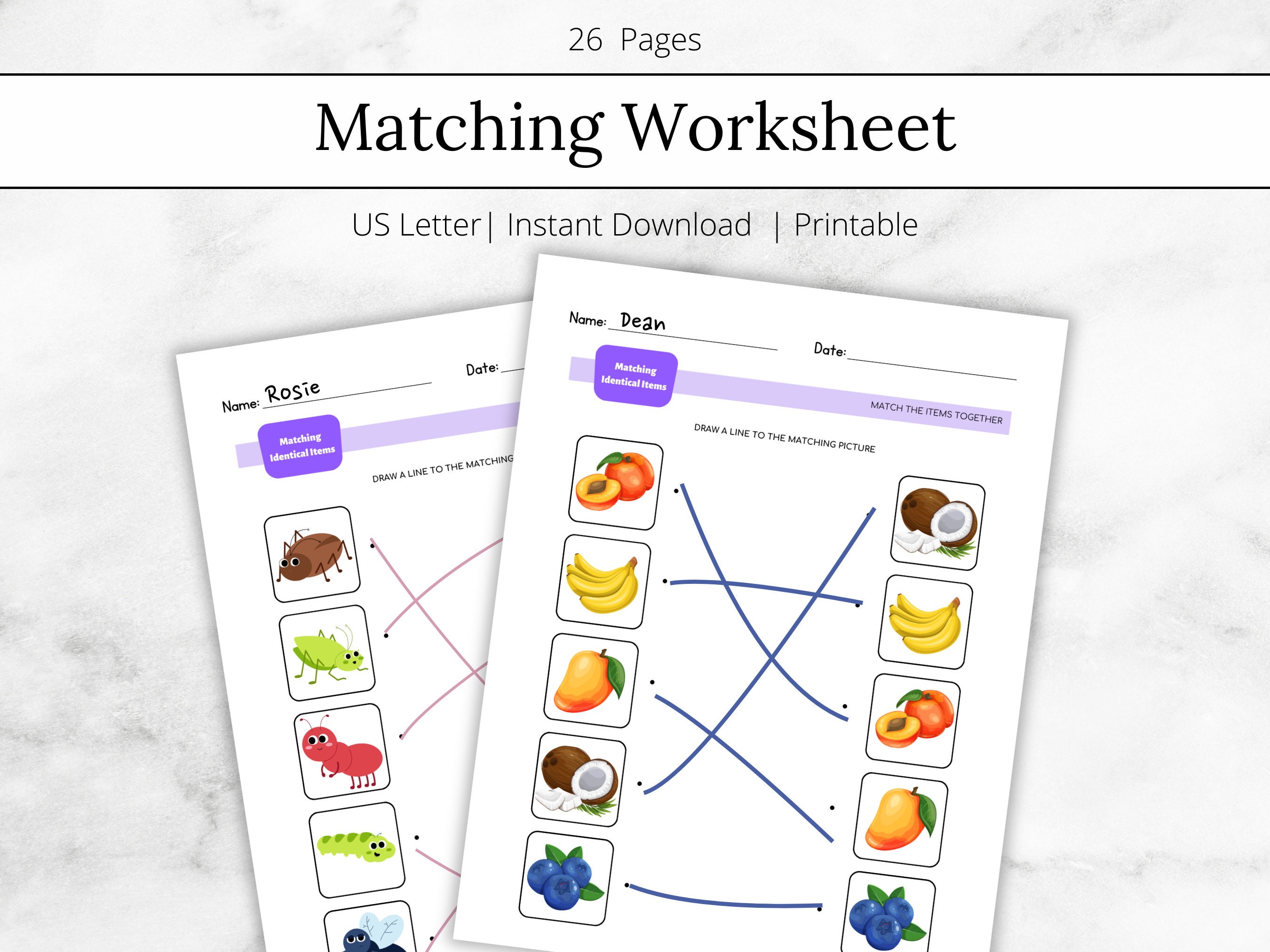Matching Worksheet, Printable Matching, Match the Picture, Kindergarten ...