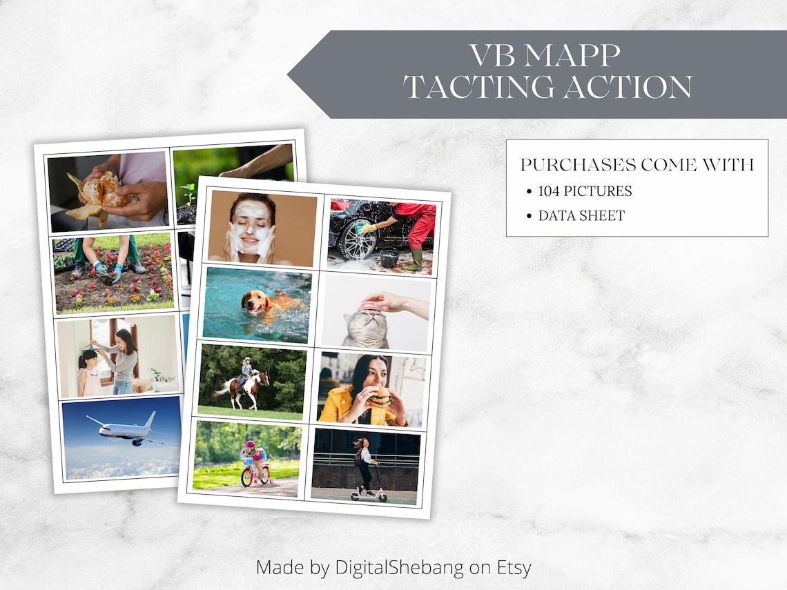 VB-MAPP Tacting Actions, ABA Materials & Flashcards, Printable ...