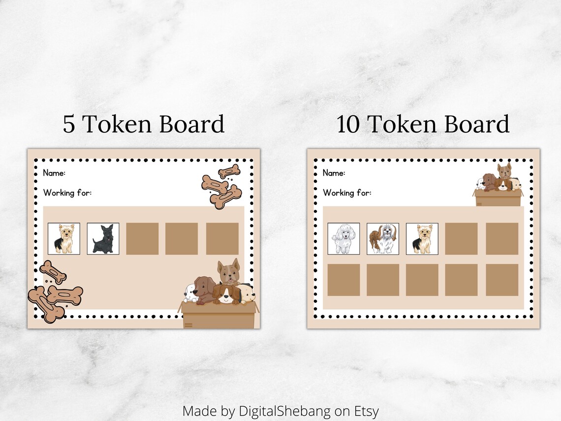Dog Theme Token Board for Special Education ABA Materials Dog Token ...