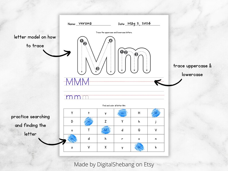 Alphabet Worksheet, Tracing Letters, Handwriting, Toddler ABC ...