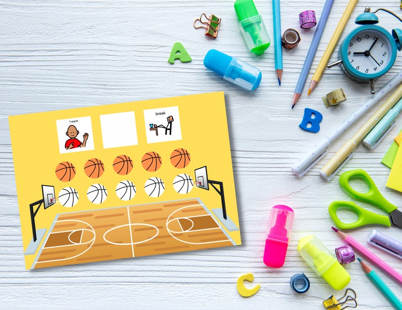 Basketball Token Board Reward Chart Visual Reward Positive - Etsy