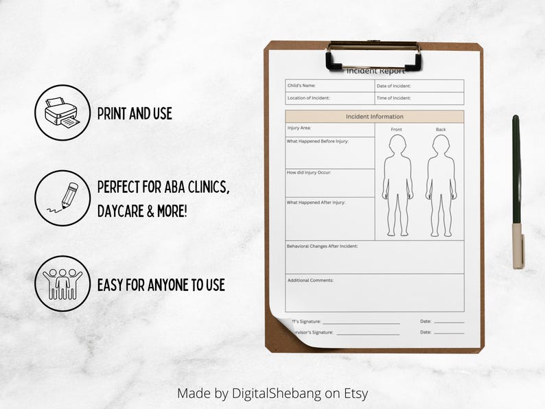 Incident Report, Daycare Incident Report, Ouch Report, Daily Report ...