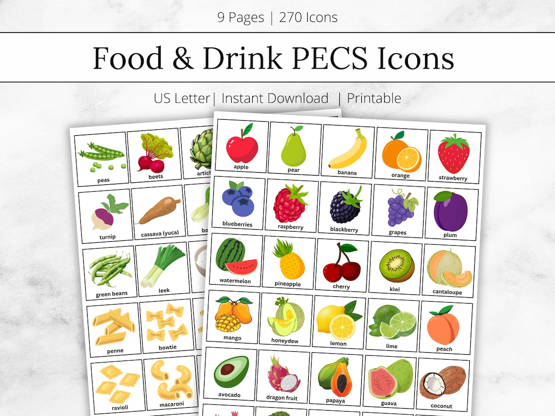 Food & Drink PECS Icons, Food Pecs Communication Cards, Nonverbal ...