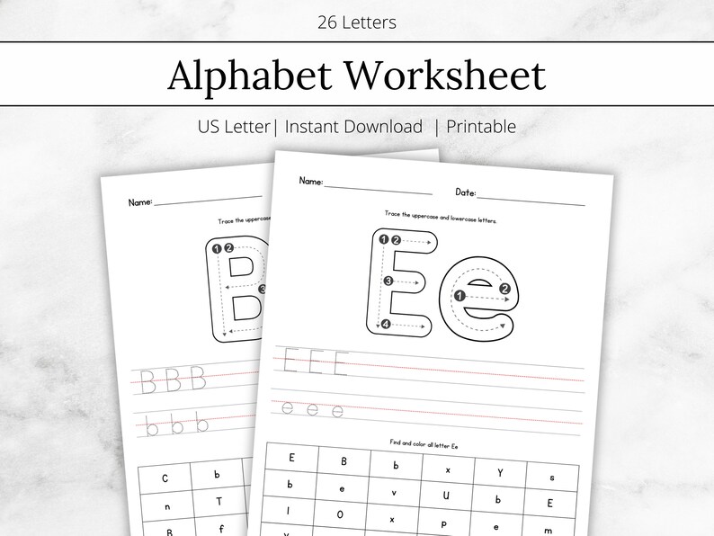 Alphabet Worksheet, Tracing Letters, Handwriting, Toddler ABC ...