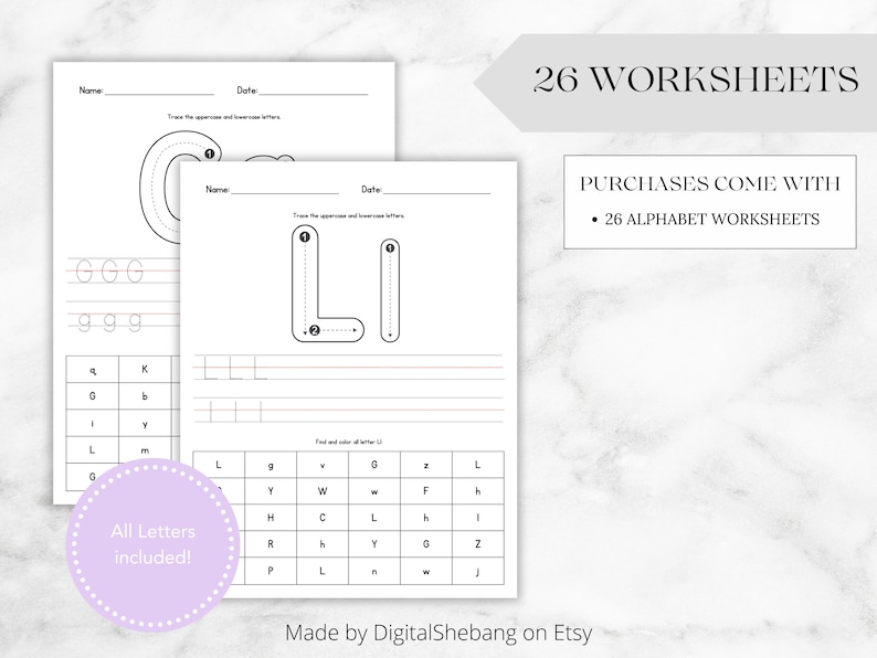 Alphabet Worksheet, Tracing Letters, Handwriting, Toddler ABC ...