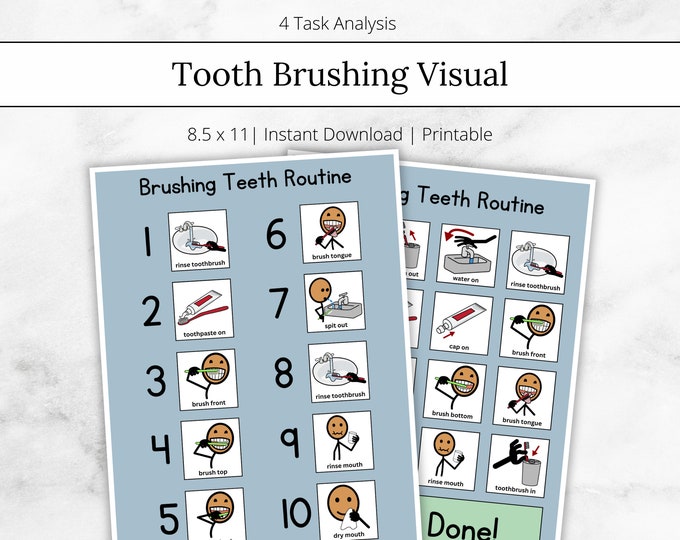 Printable BRUSHING TEETH Visual Schedule Picture Sequence Behaviour ...