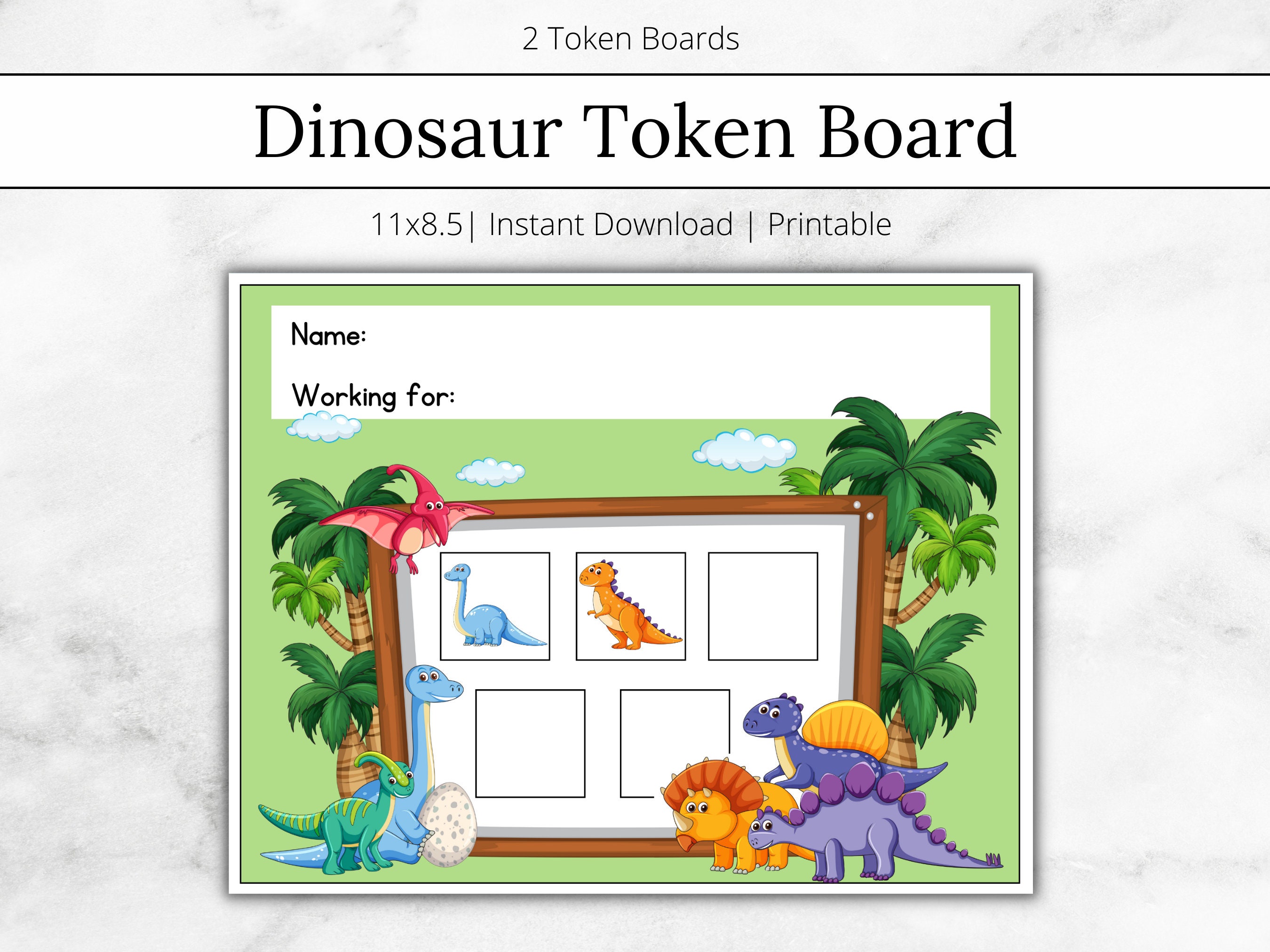 Dinosaur Token Board for Special Education ABA Materials Dog Token ...