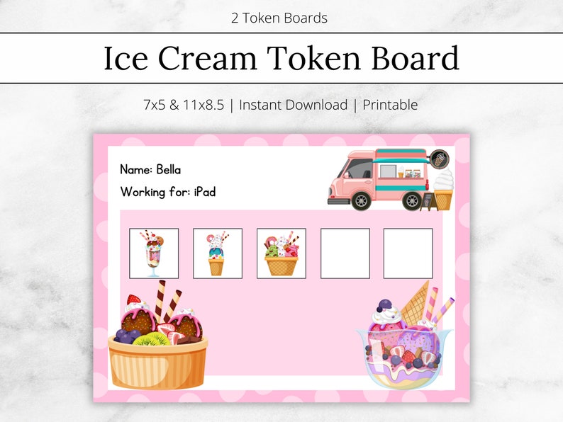Ice Cream Token Board, Reward Chart, Visual Reward Chart, ABA Materials ...