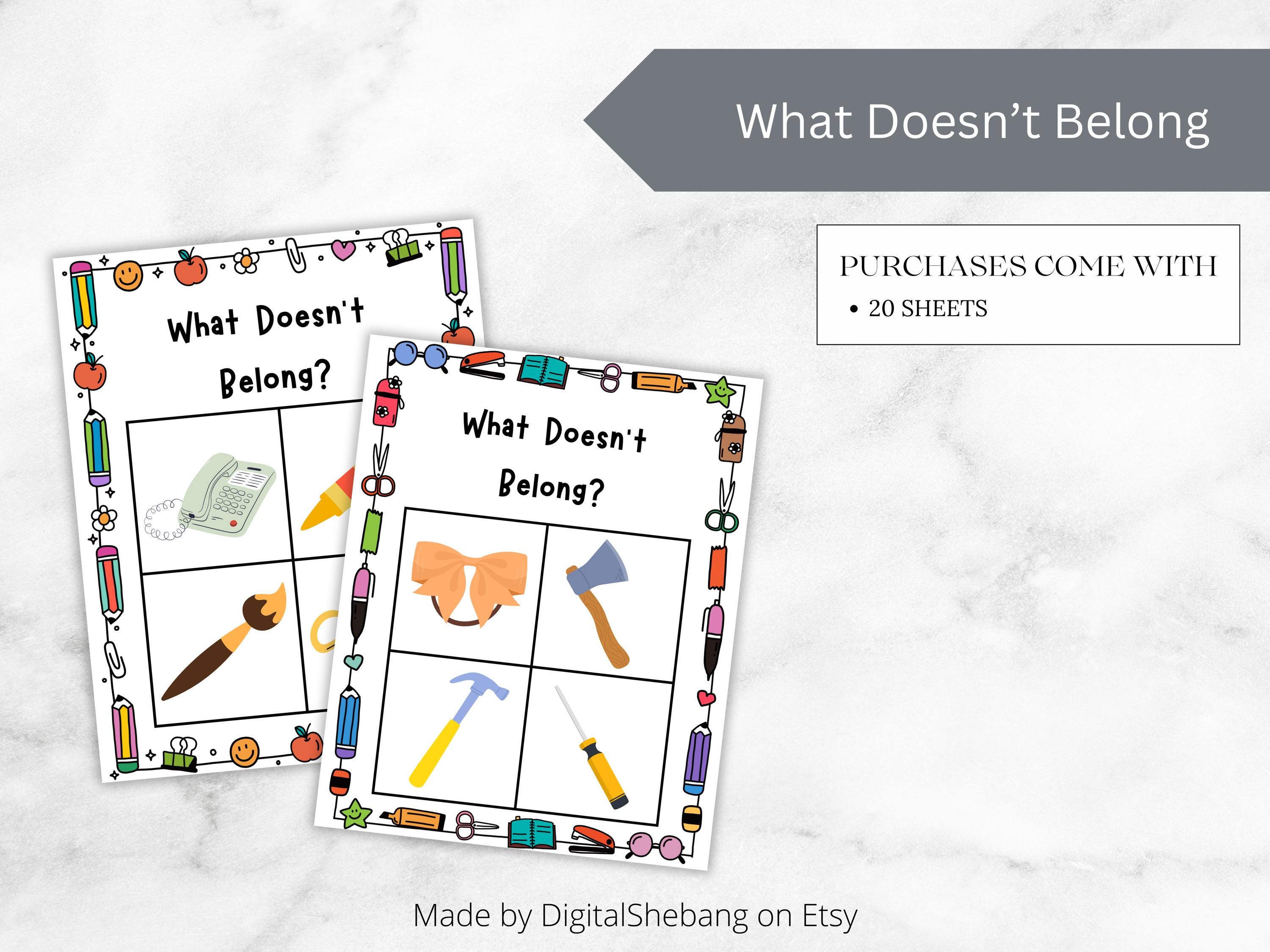 ABA What Doesn’t Belong Worksheets, ABA Visual Discrimination, ABA ...