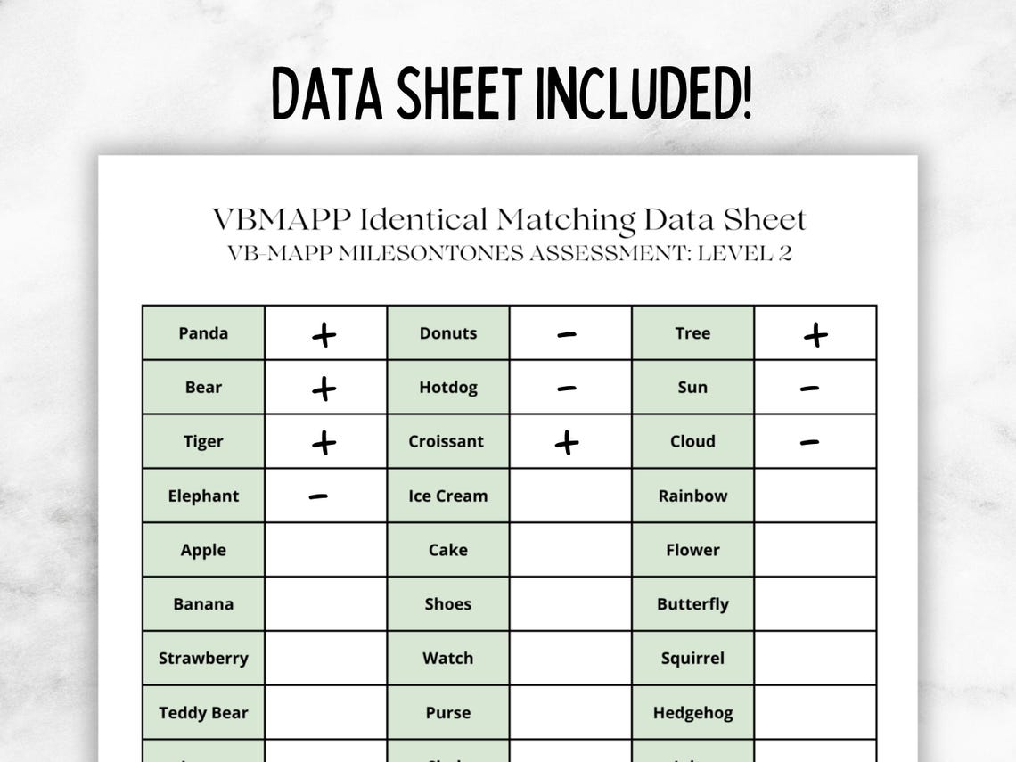 VB-MAPP Identical Matching, ABA Materials & Flashcards, Printable ...