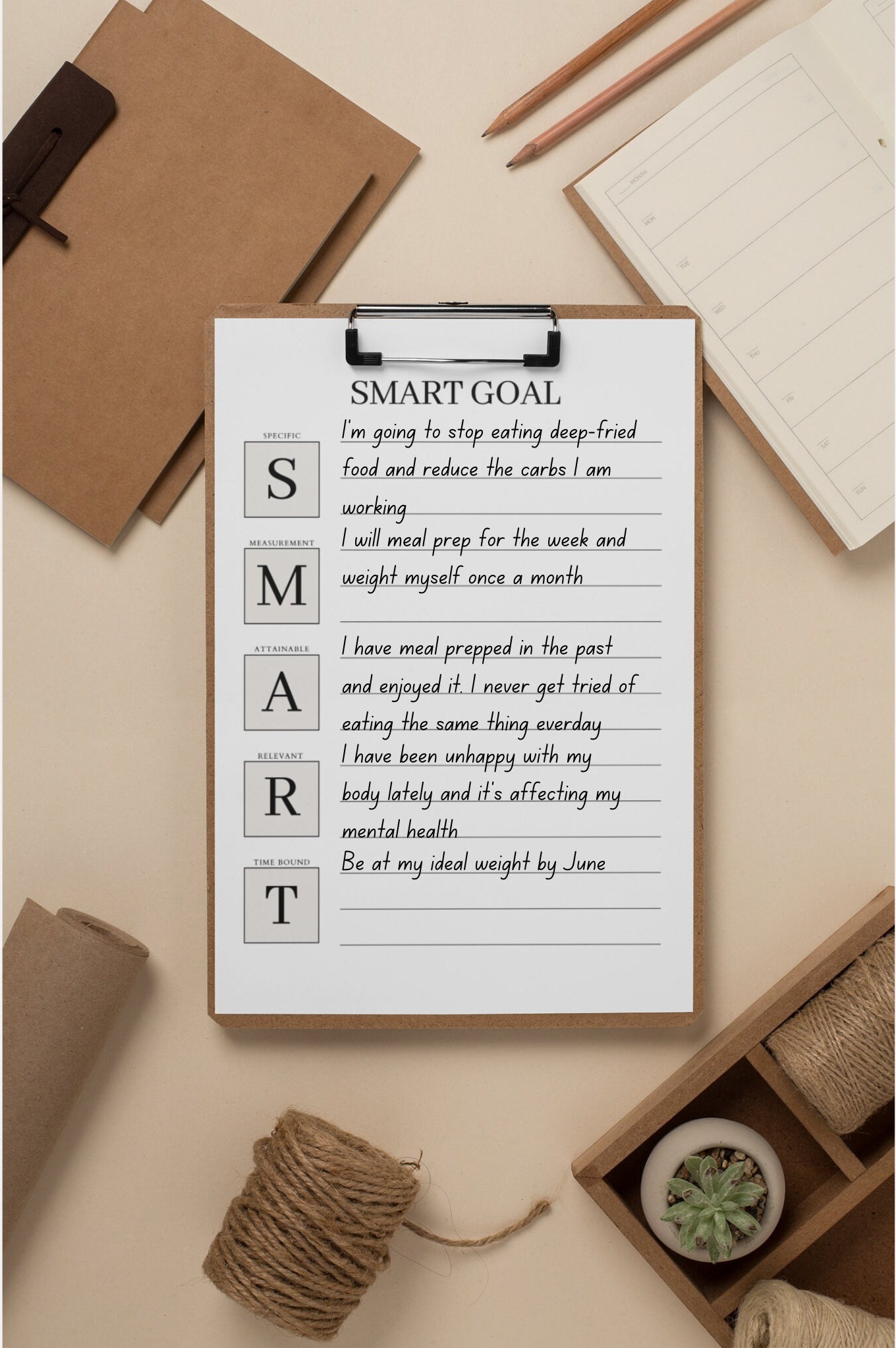 Smart Goal Template, Digital Smart Goal Planner, Printable Goal Planner ...