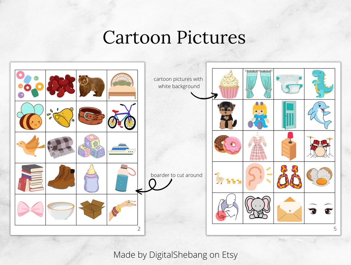 VBMAPP 300 Common Nouns Set 2, Cartoon Printable Flashcards, ABA ...