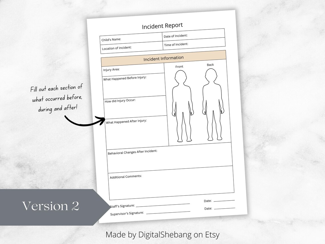Incident Report, Daycare Incident Report, Ouch Report, Daily Report ...