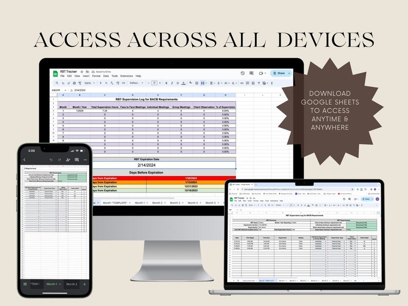 RBT Supervision Tracker, RBT Supervision Log, Registered Behavior ...