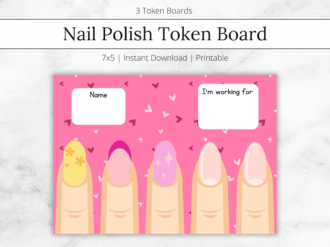Nail Polish Token Board, Fun Cute Reward Chart, Colorful Nail Tokens ...