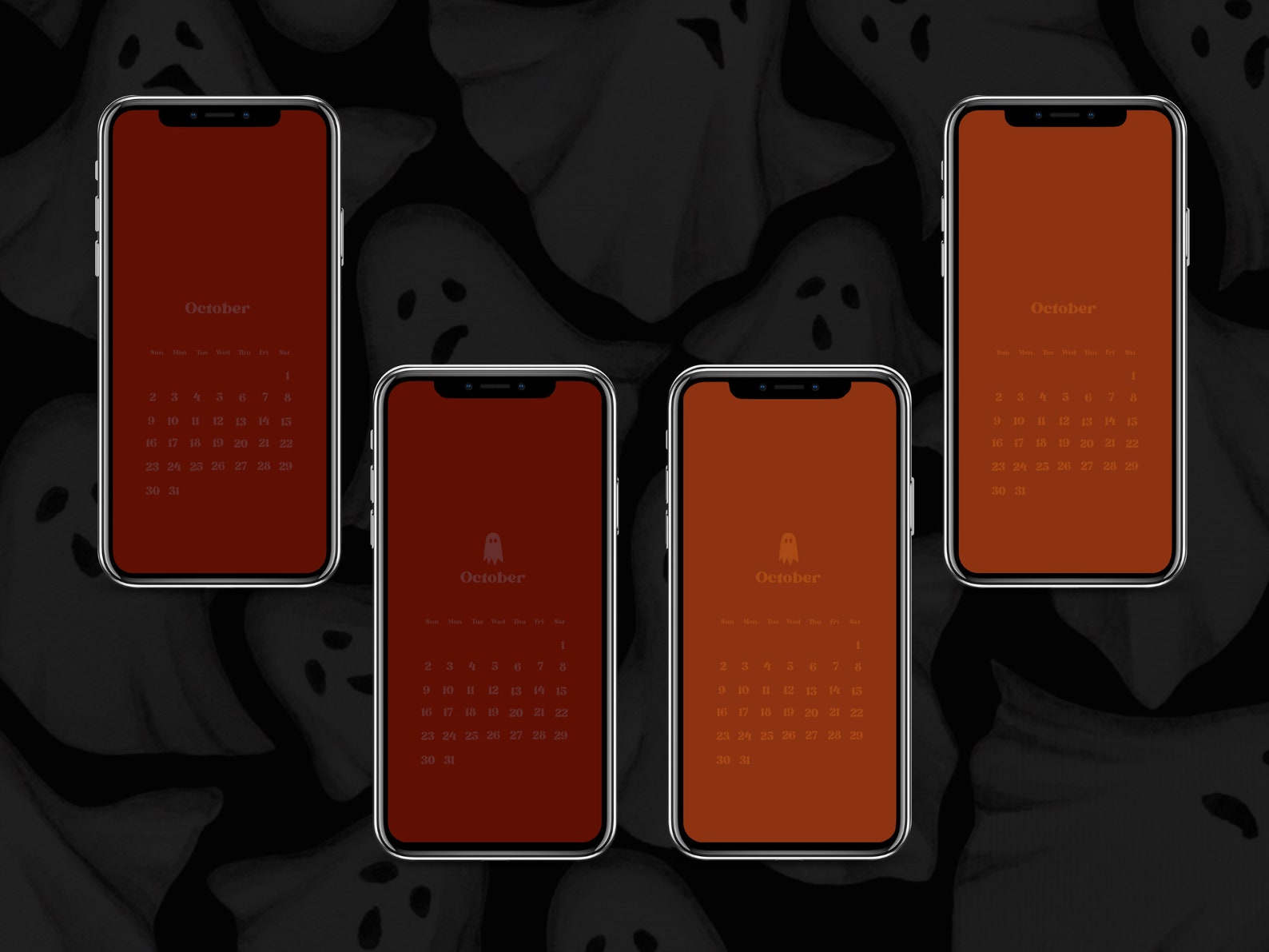 Minimalist Aesthetic October Calendar Phone Lockscreen Homescreen ...