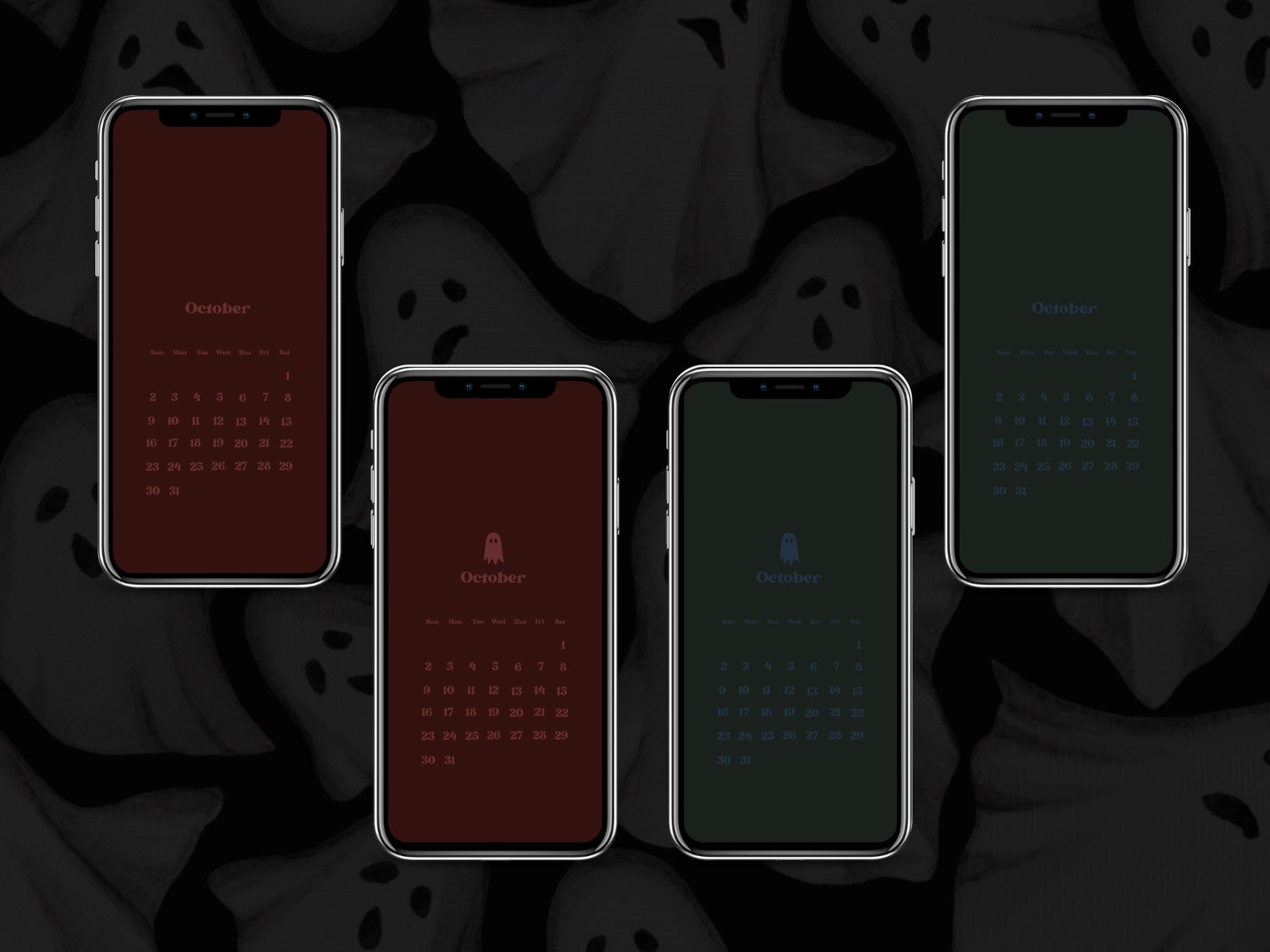 Minimalist Aesthetic October Calendar Phone Lockscreen Homescreen ...