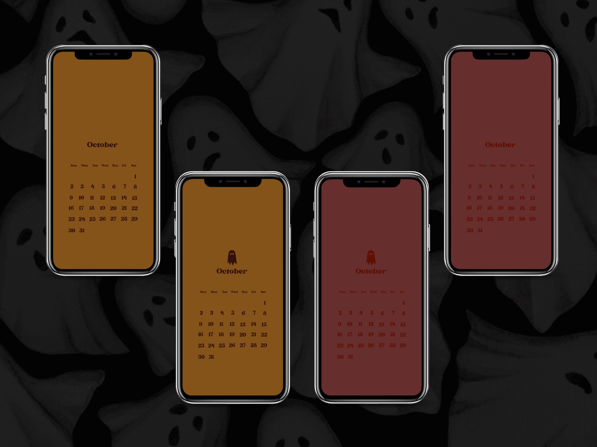 Minimalist Aesthetic October Calendar Phone Lockscreen Homescreen ...