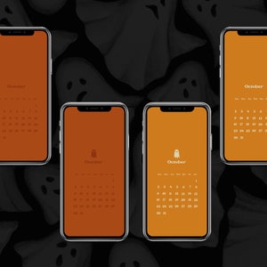 Minimalist Aesthetic October Calendar Phone Lockscreen Homescreen ...