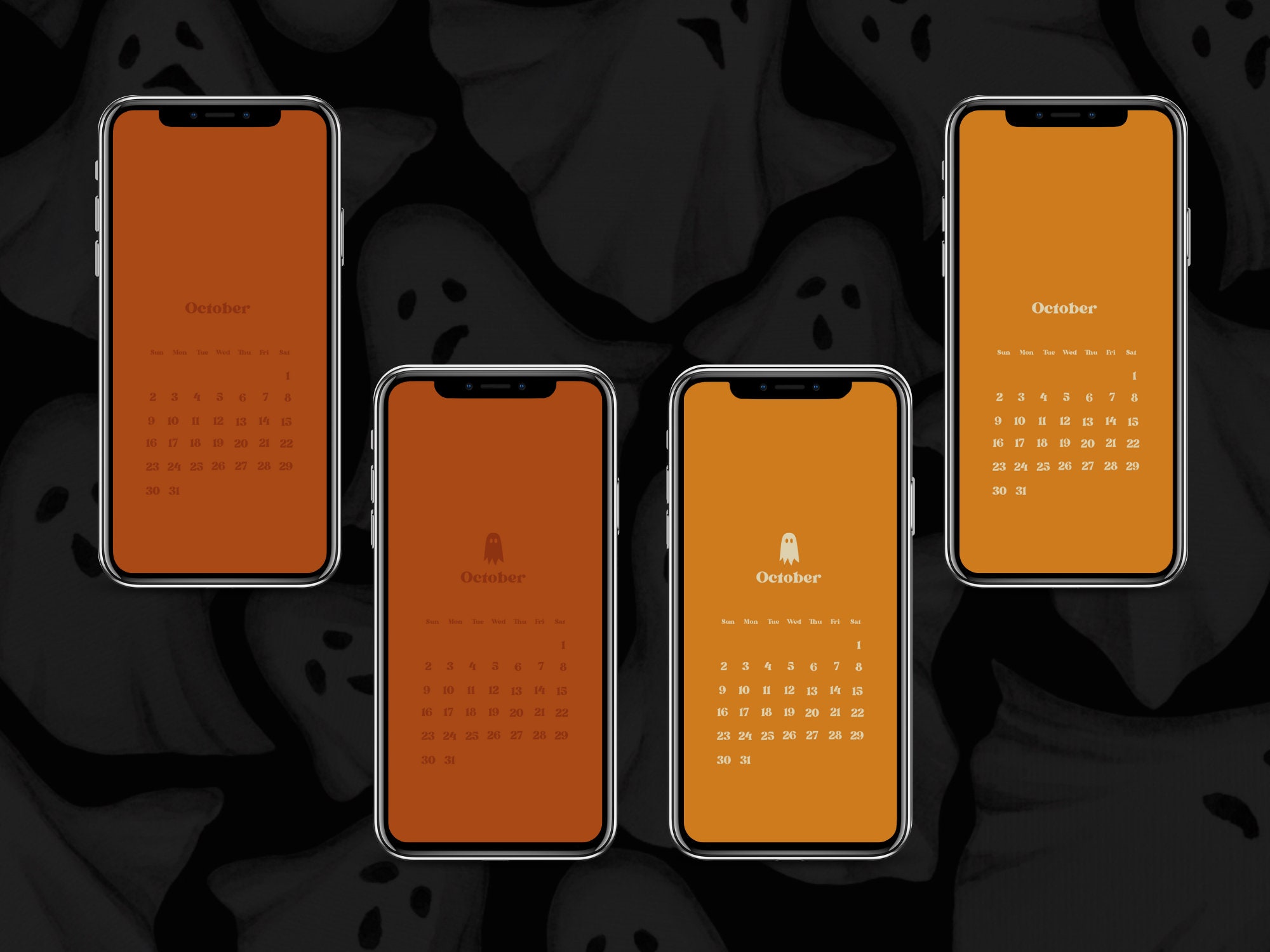 Minimalist Aesthetic October Calendar Phone Lockscreen Homescreen ...