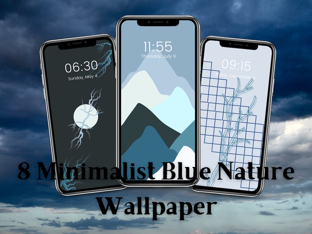 Blue Cool Tone Simple Minimalist Aesthetic Nature Phone Lockscreen ...