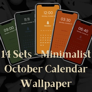 Minimalist Aesthetic October Calendar Phone Lockscreen Homescreen ...