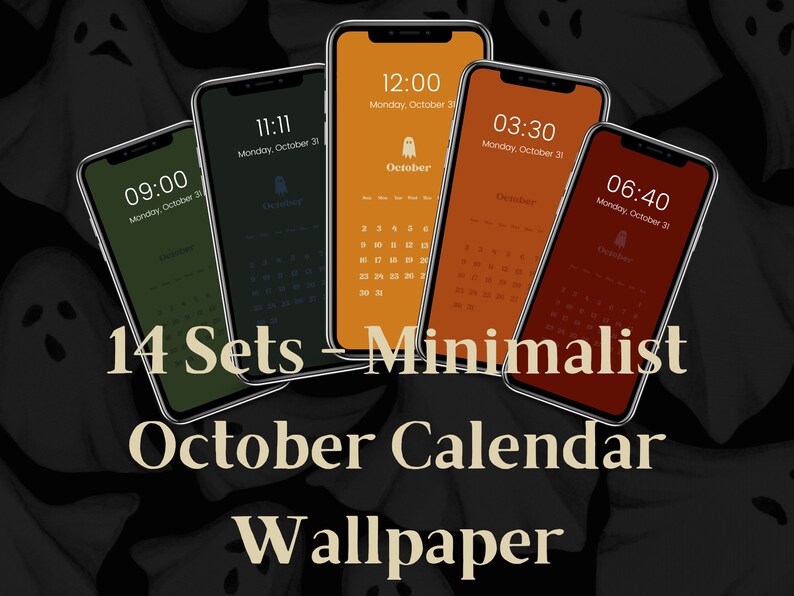 Minimalist Aesthetic October Calendar Phone Lockscreen Homescreen ...