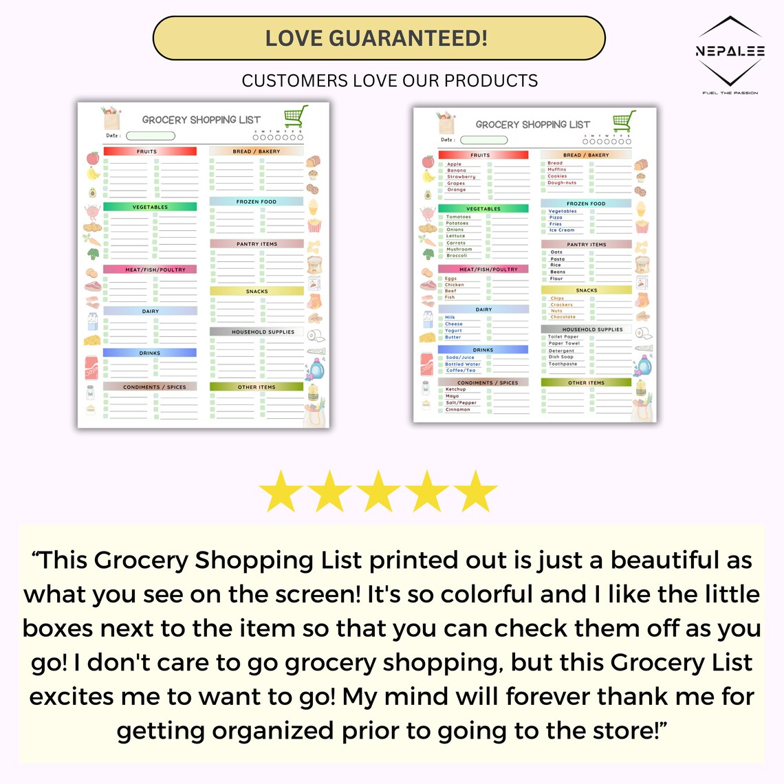 Categorized Grocery List | Printable Template | Shopping List | Grocery ...