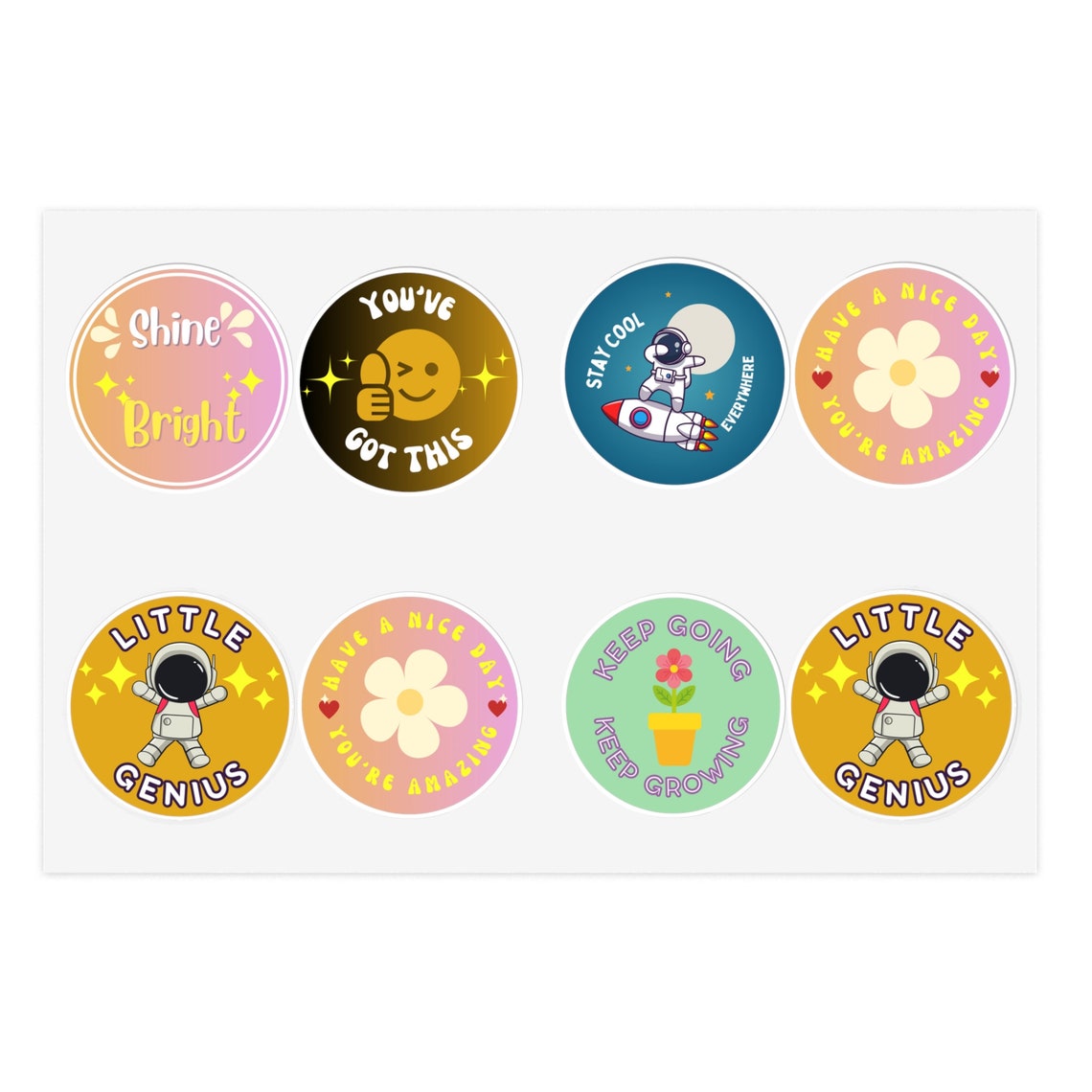 Kids Cheerful Sticker Set, Cute, Fun & Vibrant, Die Cut Sticker Pack ...