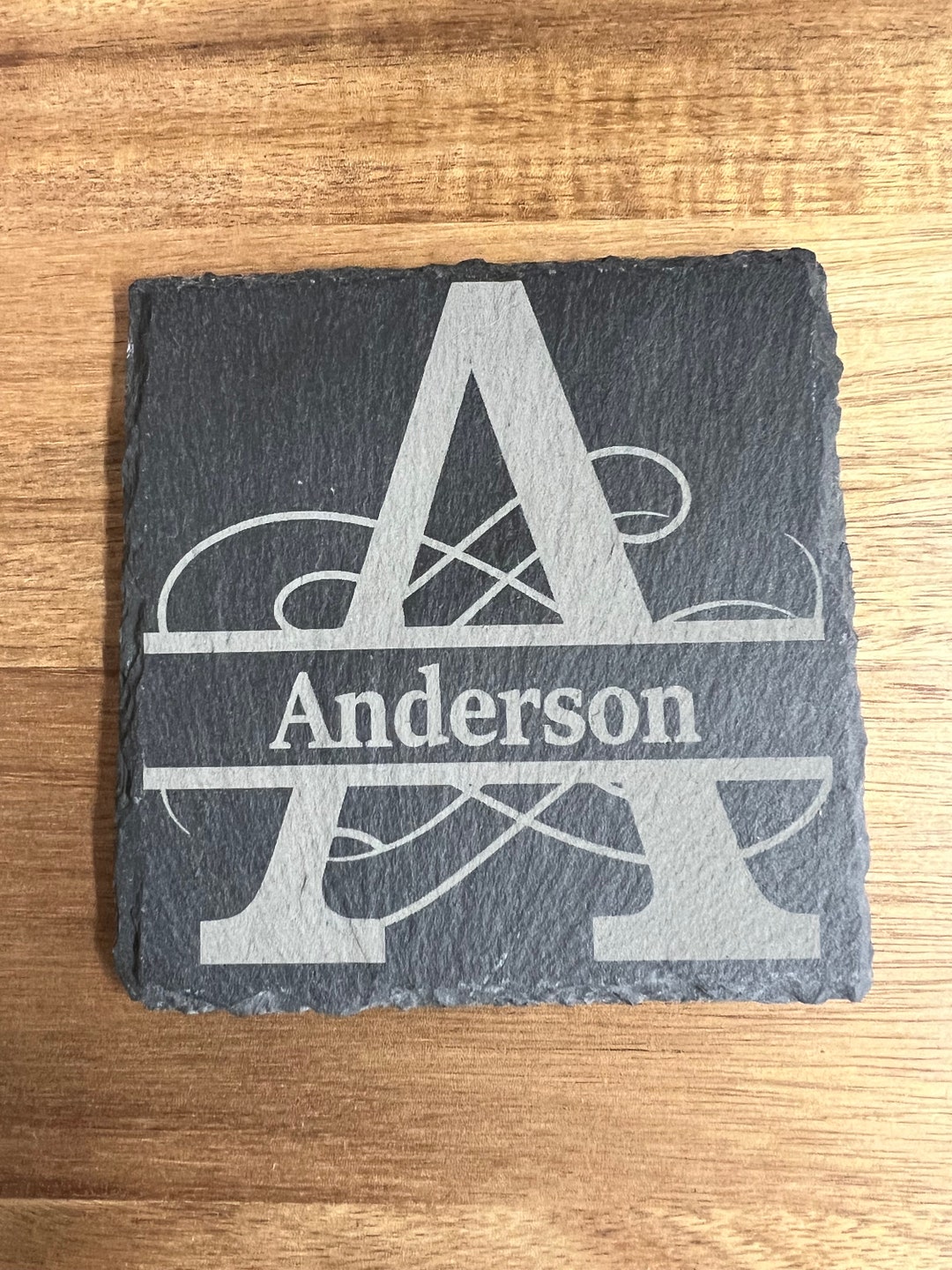 Slate Coasters, Set of 4 Personalized Slate Coasters, Monogram Coasters ...